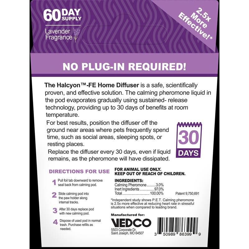 HALCYON-FE Calming Home Diffuser Refills for Cats, 2 pack
