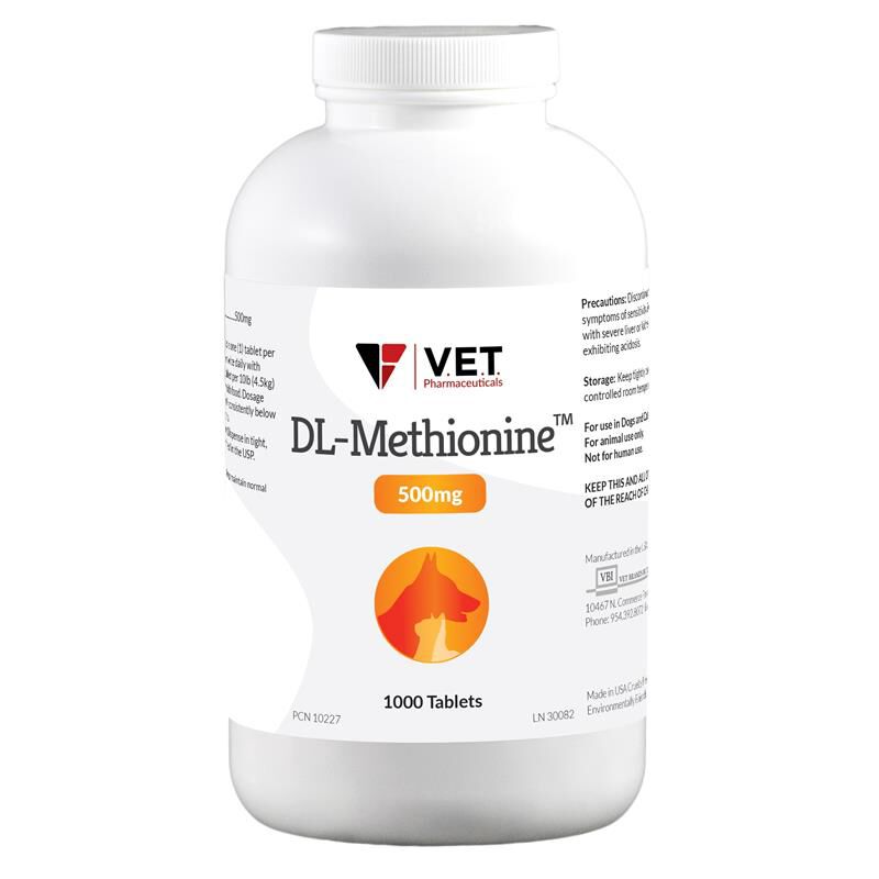 V.E.T. Pharmaceuticals DL-Methionine 200 Mg, 1000 Tablets for Dogs and Cats