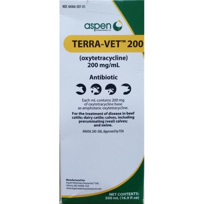 Terra-Vet 200 (Oxytetracycline) Injection for Cattle and Swine