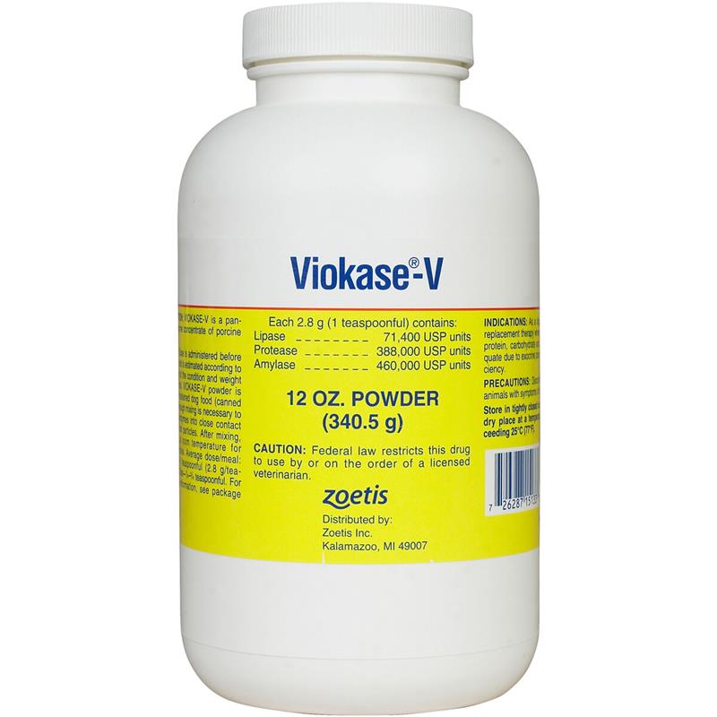 Viokase-V pancreatic enzymes supplement powder for dogs and cats